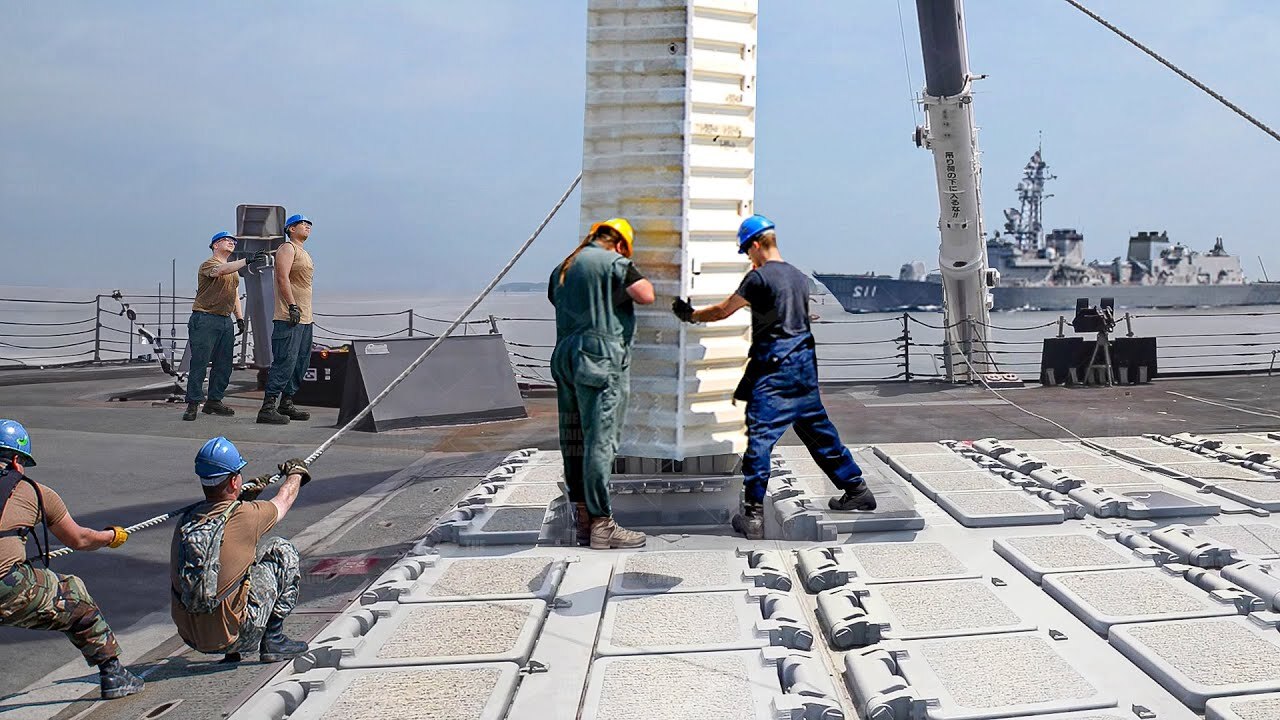 Testing scary missile launcher on US destroyer ship