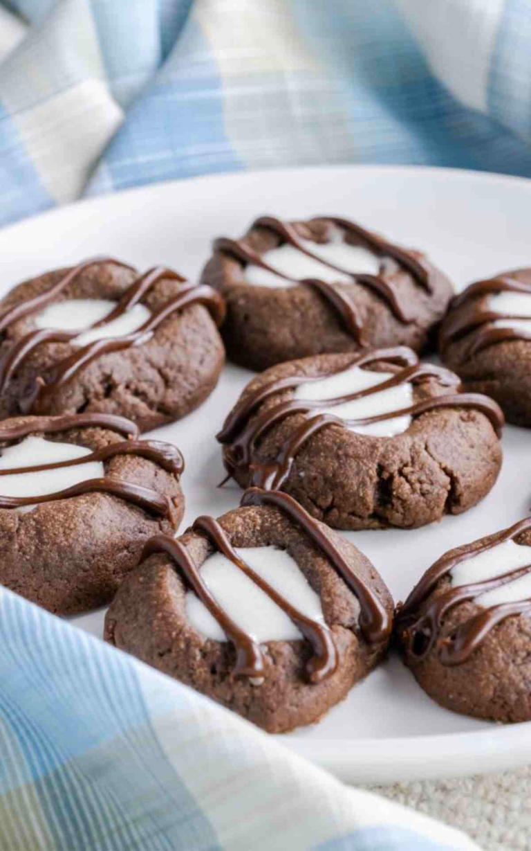 Chocolate thumbprint cookies recipe with marshmallow filling
