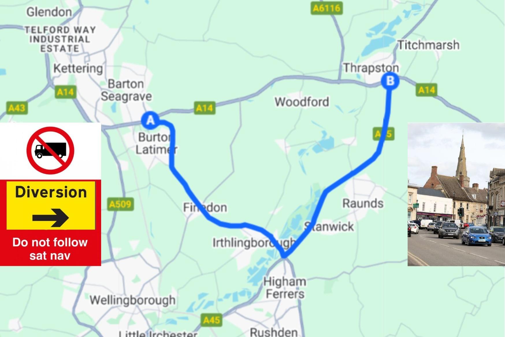 Overnight eastbound A14 closure between Kettering and Thrapston ...