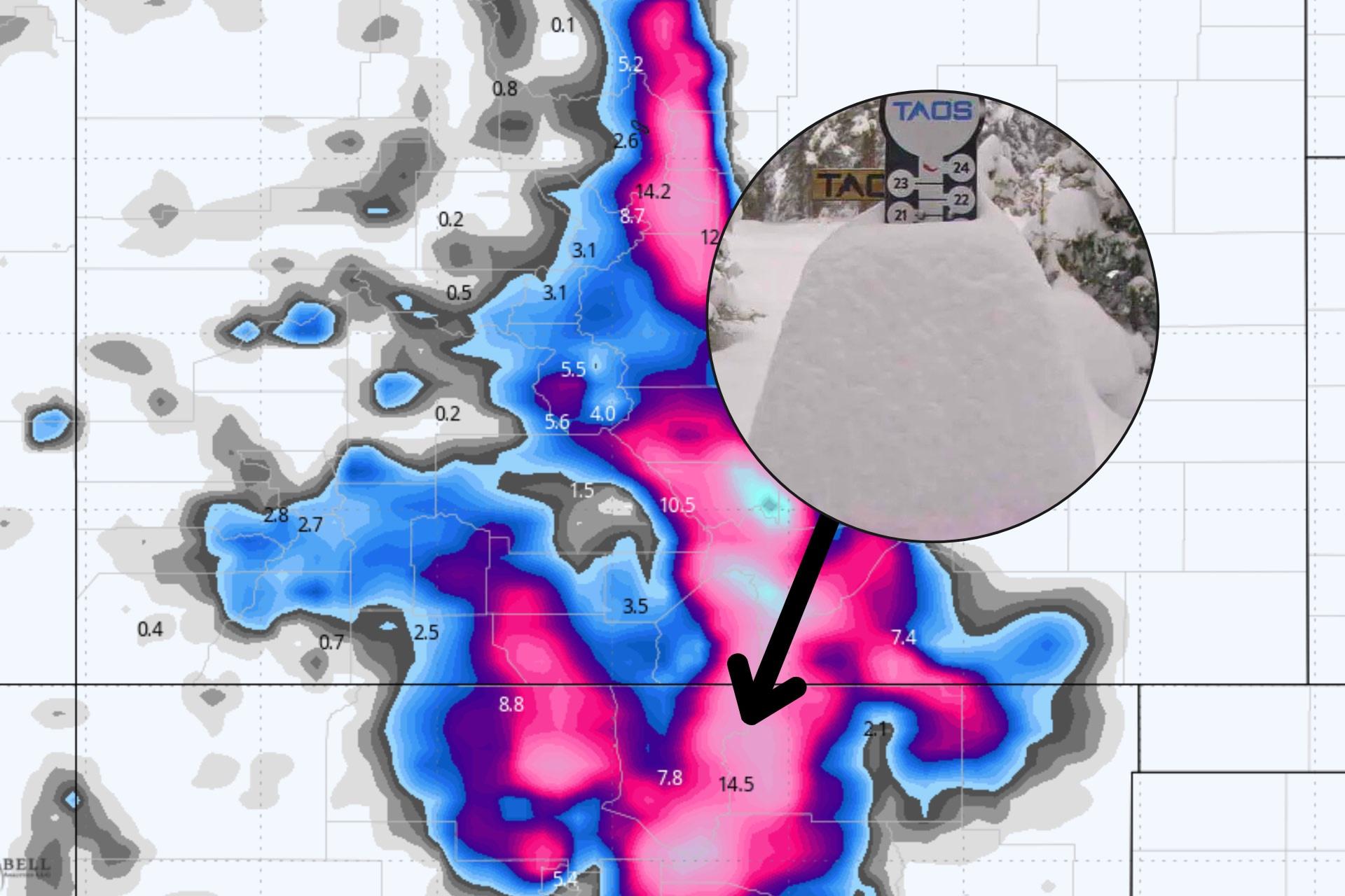 Mapa radar meteorológico de Taos en Nuevo México