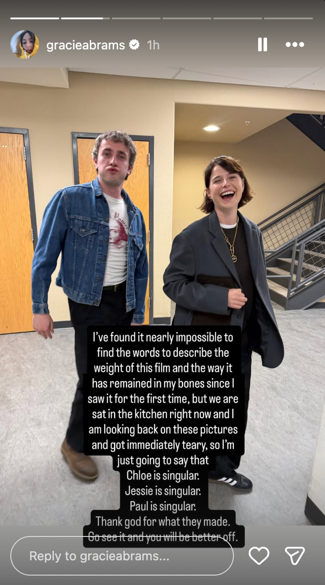 Gracie Abrams pays tribute to Paul Mescal and his work in ‘Hamnet’