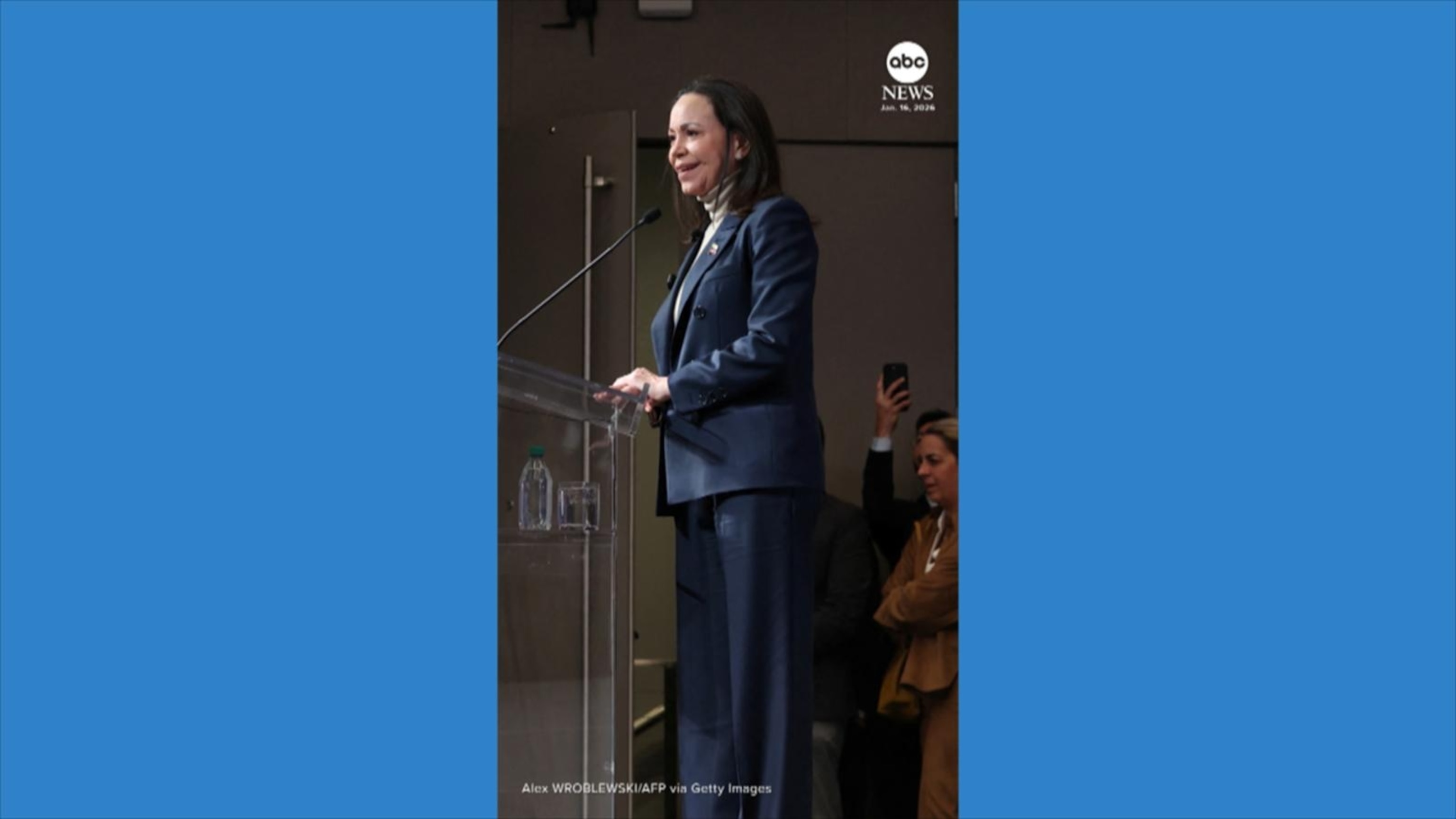 María Corina Machado speaks after giving her Nobel Peace Prize to ...