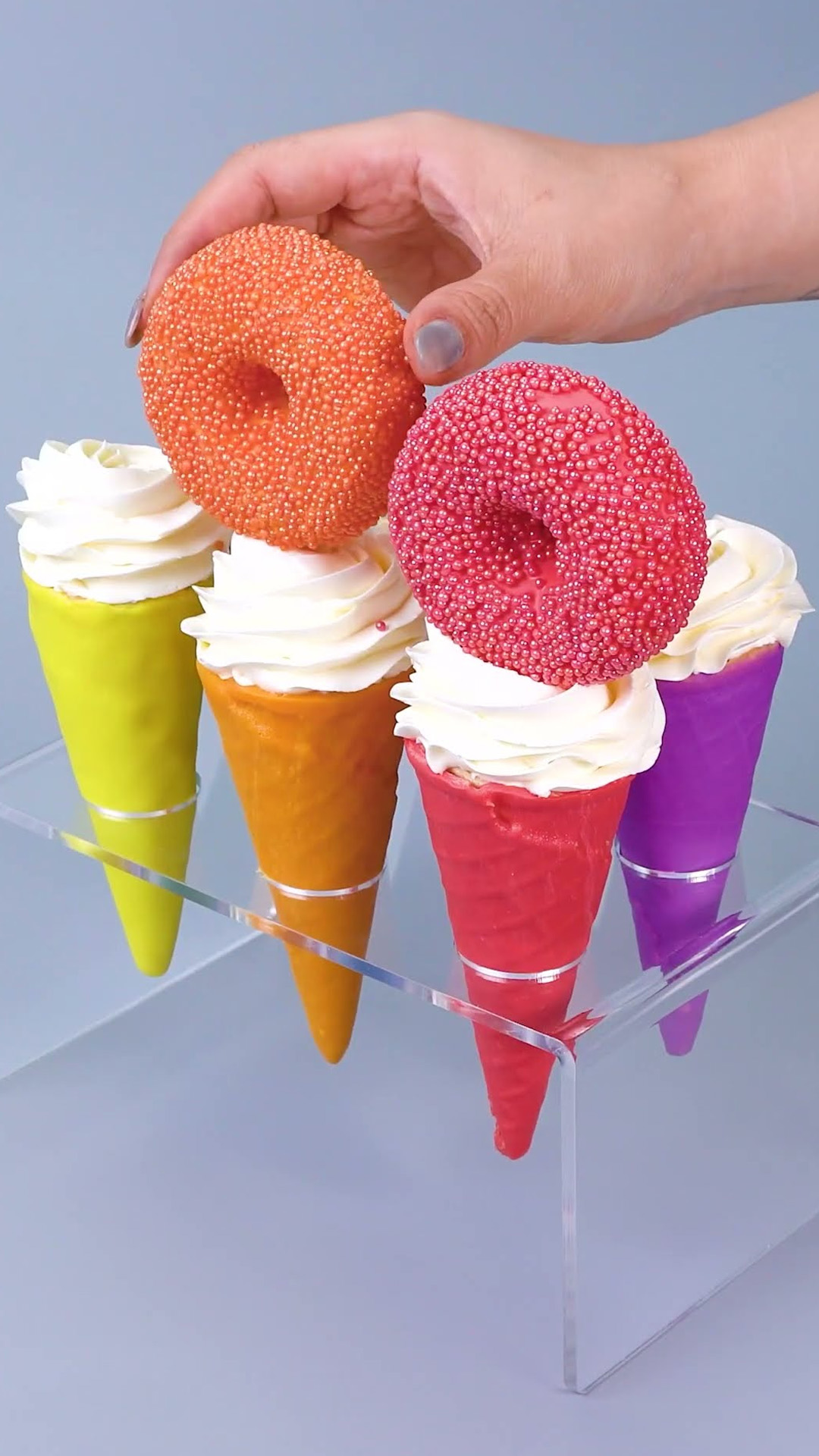 Colorful ice cream cone with mixed sprinkles