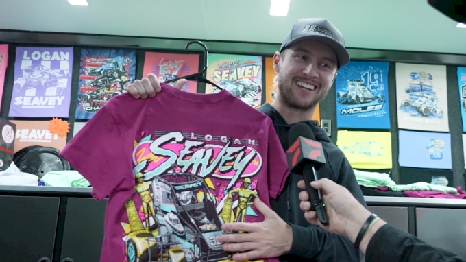 Logan Seavey shows off his favorite merch & talks Chili Bowl