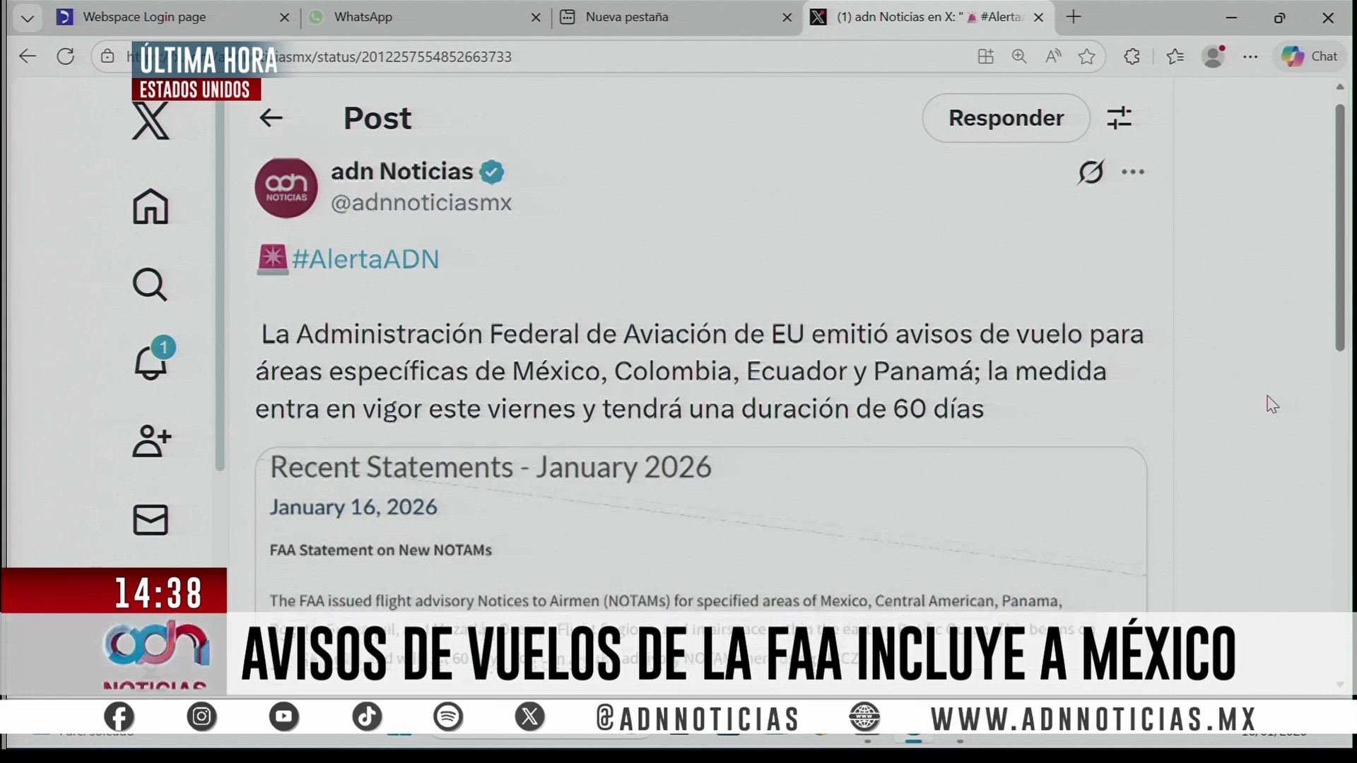 🚨¡Última hora! Estados Unidos lanza avisos de vuelo para México ...