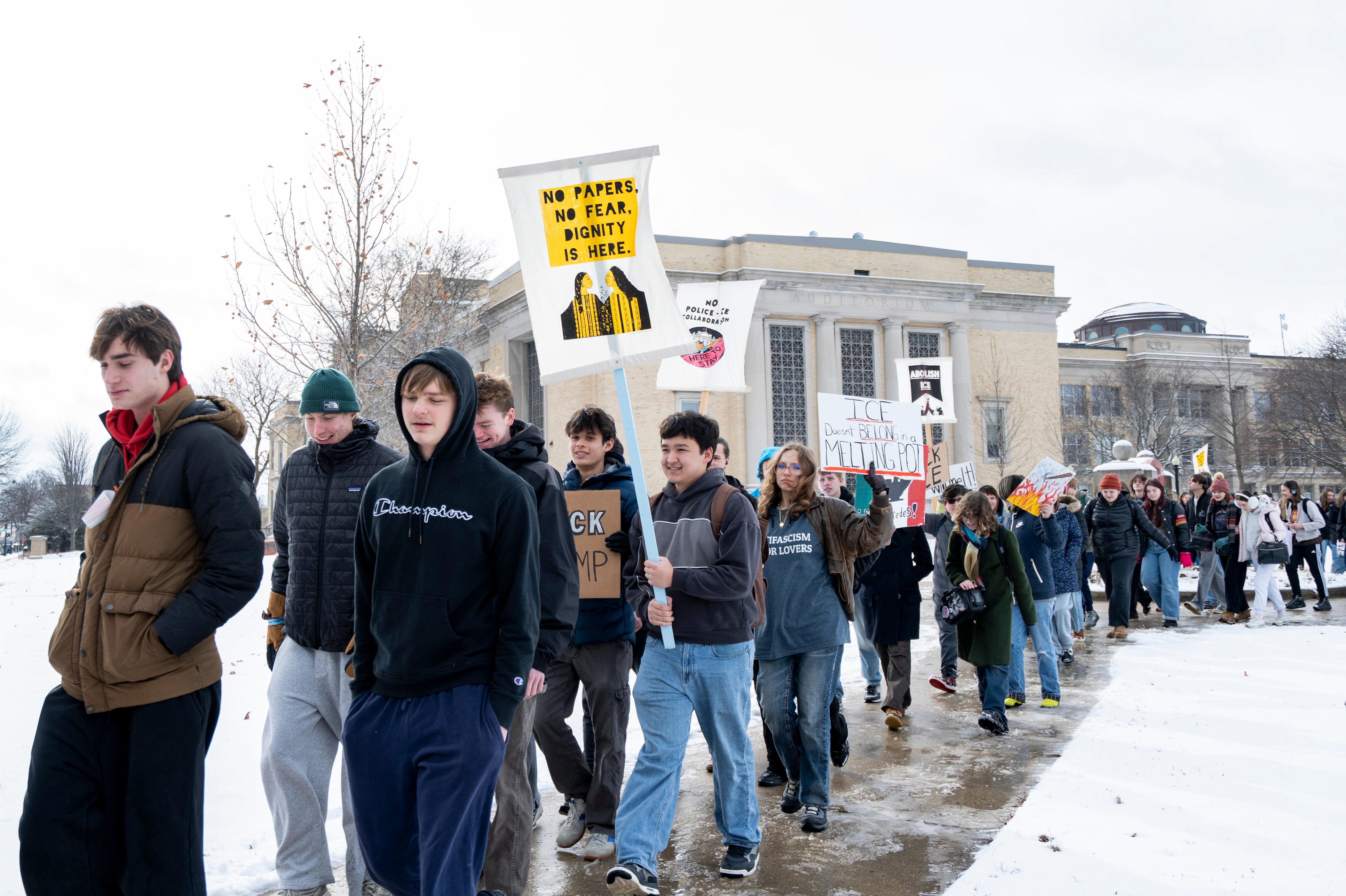 Shorewood students walk out of school to protest ICE