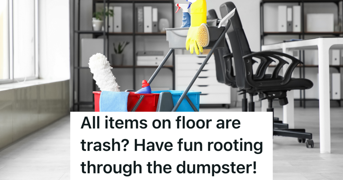 Custodian’s manager tells him to throw away paper that’s on the floor ...