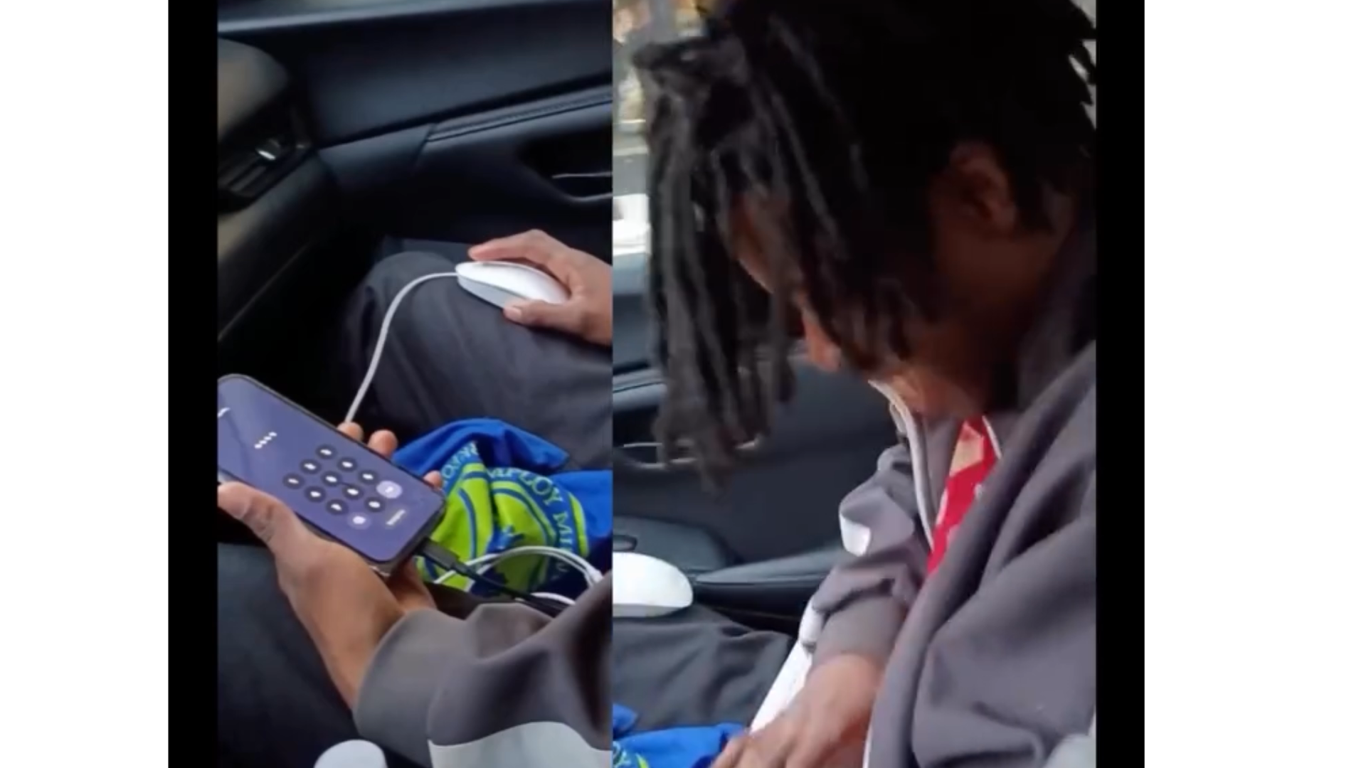 His phone broke so he attached it to a mouse and keyboard to use it
