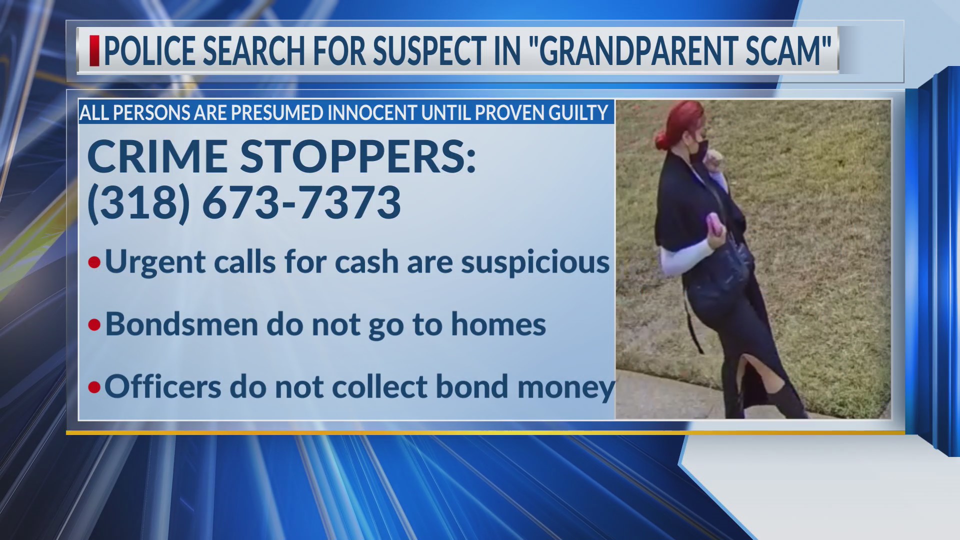 Police search for suspect in grandparent scam