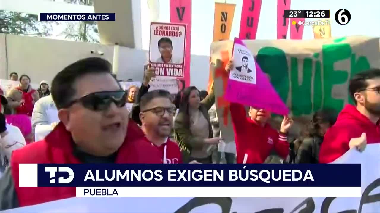 Protestan en Puebla y exigen aparición con vida del maestro Leonardo