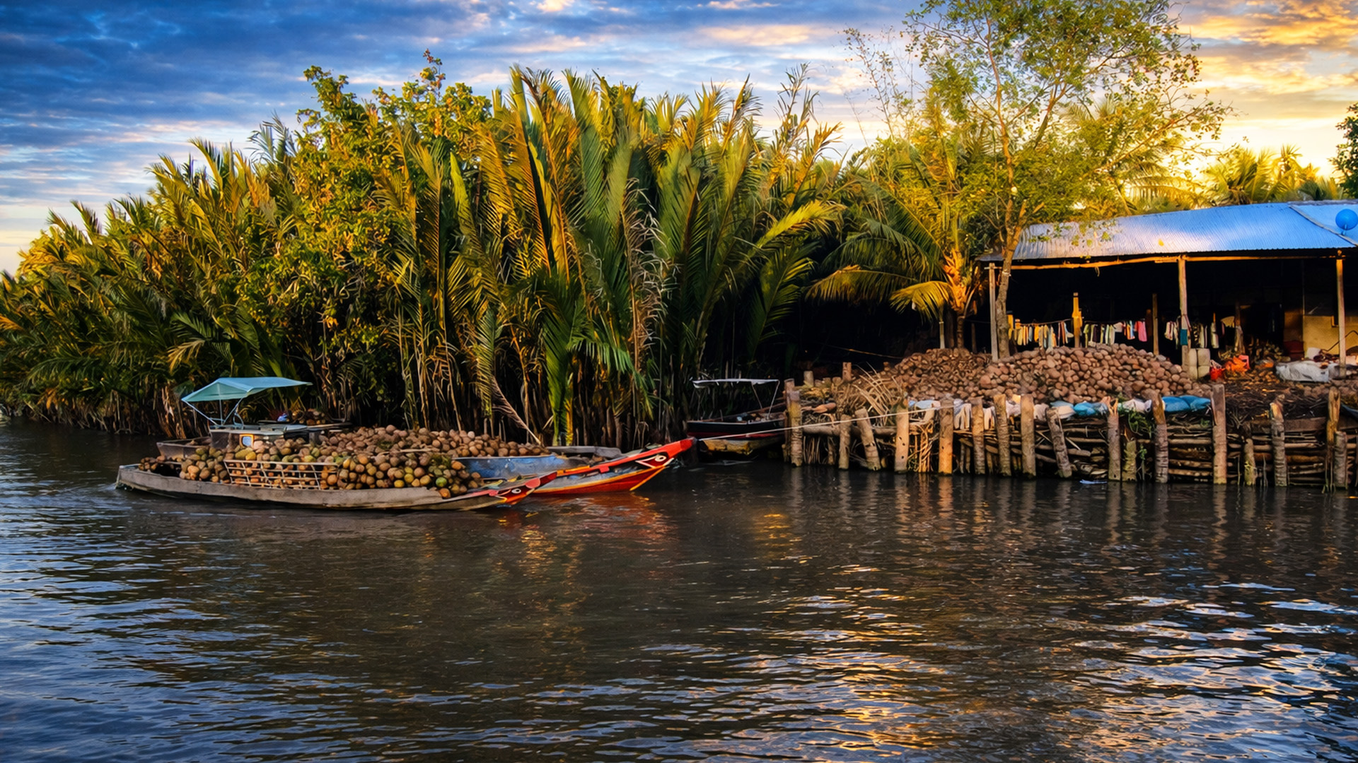 A quiet boat ride through riverside villages