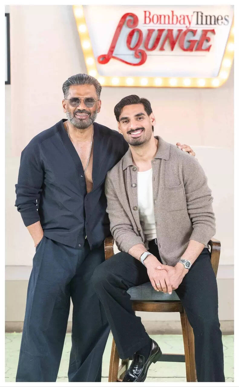 Suniel and Ahan Shetty on the Bombay Times Lounge