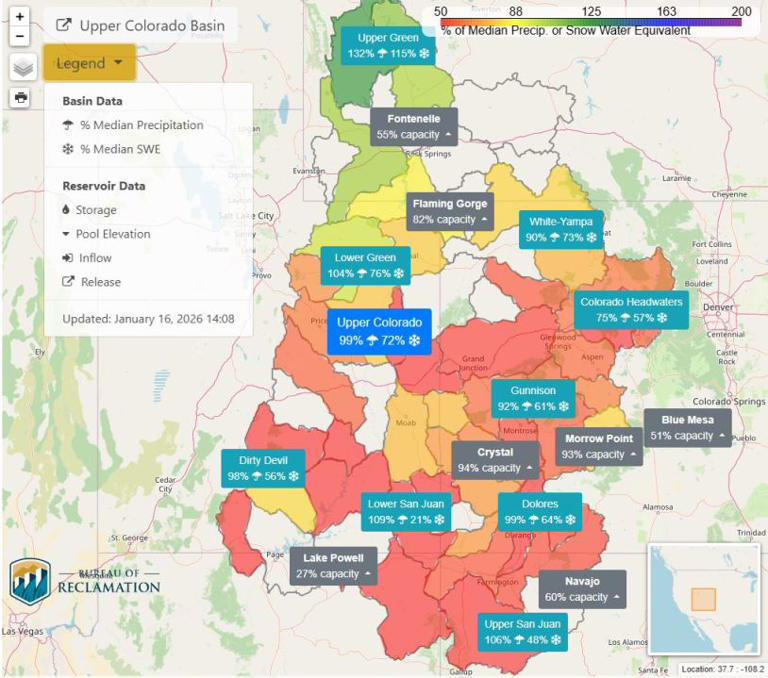Lake Mead projections: Low river flows, lagging snowpack combine for ...