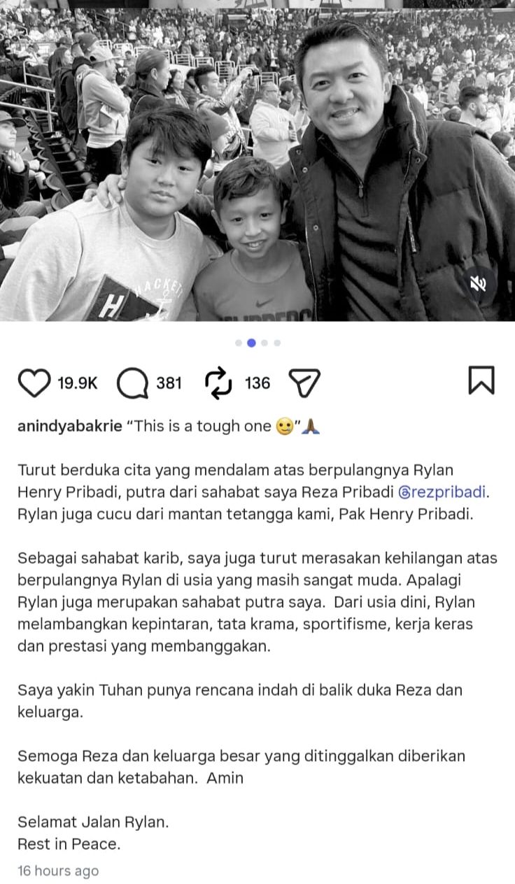 Innalillahi, Rylan Henry Pribadi cucu konglomerat Indonesia meninggal ...