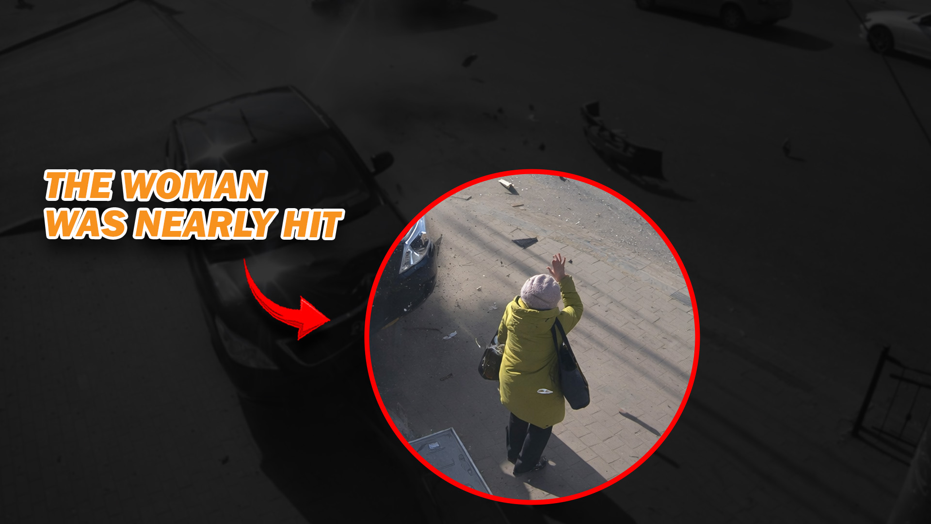 A pedestrian nearly became a victim of a collision between two cars