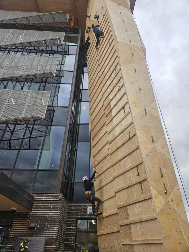 Millcreek unveils new dry tooling climbing wall, tallest in the US