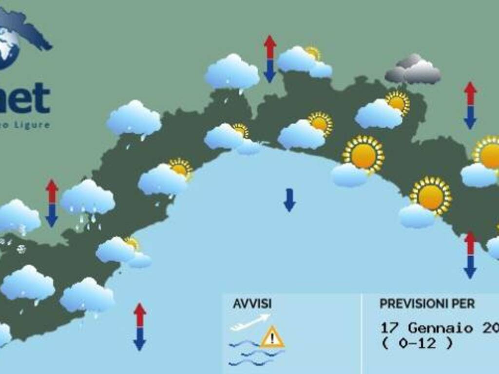 Meteo, cieli nuvolosi e qualche goccia di pioggia sulla Liguria ...