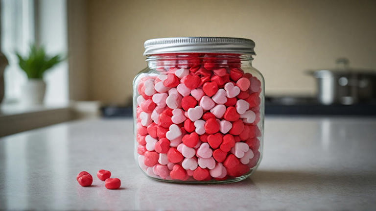 Woman uses candy & Dollar Tree jars to create the sweetest Valentine's ...