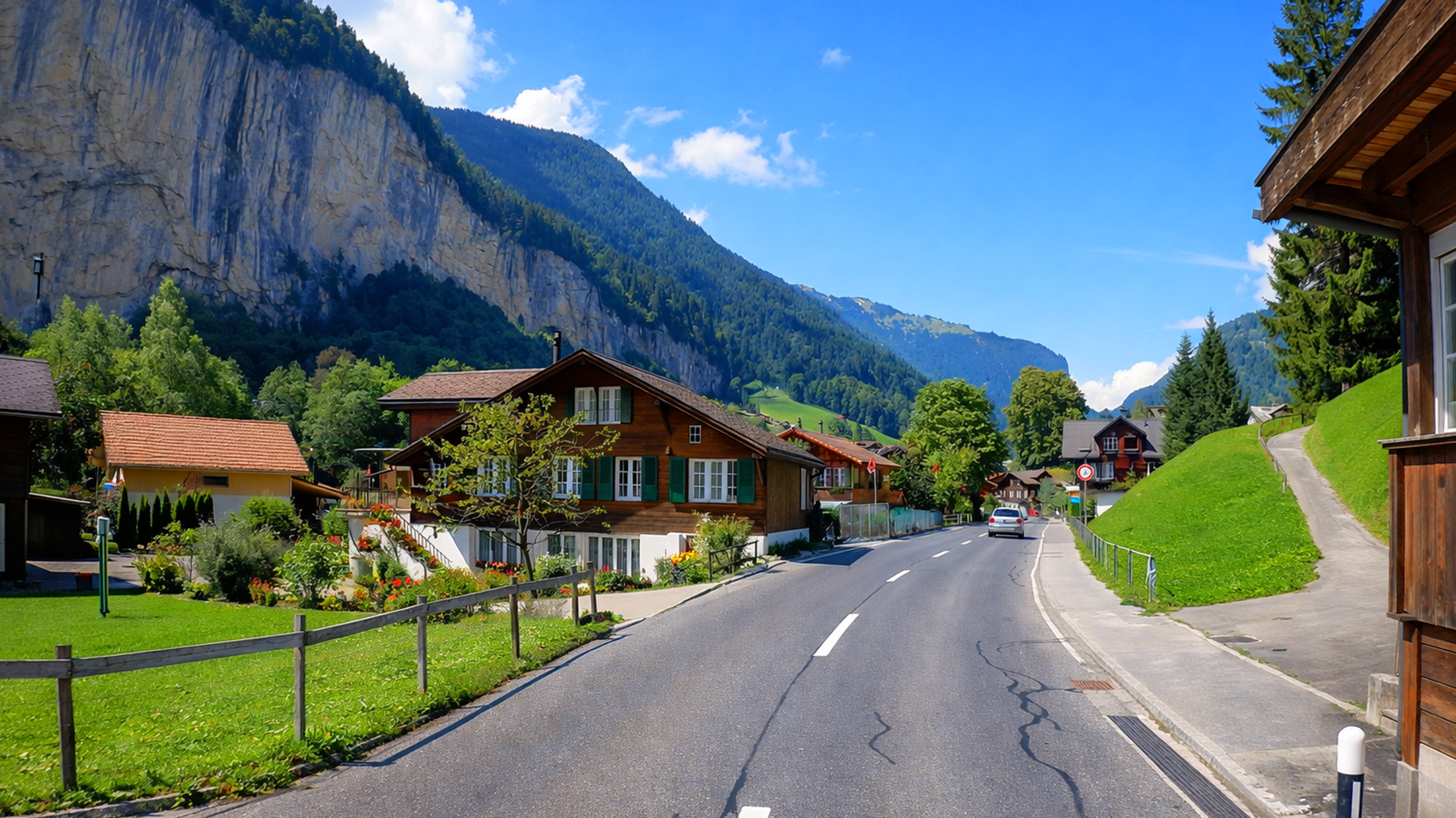 Lauterbrunnen to Grindelwald scenic drive in Swiss Alps (4K)