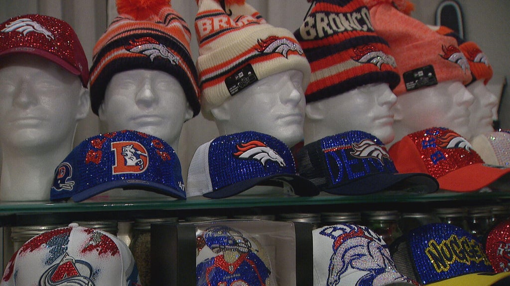 Denver Broncos fan turns heads by "blinging" fan apparel