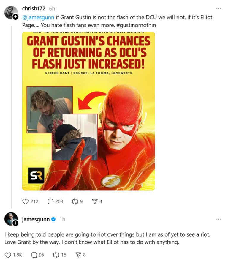 The Flash & Batman DCU rumors get hilarious response from James Gunn