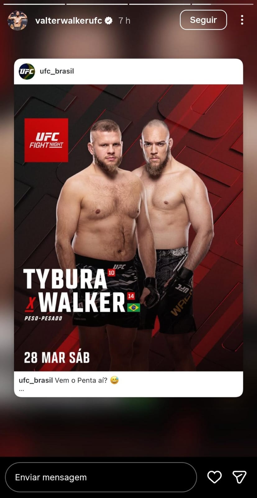 Mudou o foco? Valter Walker surpreende ao afiar striker para luta no ...