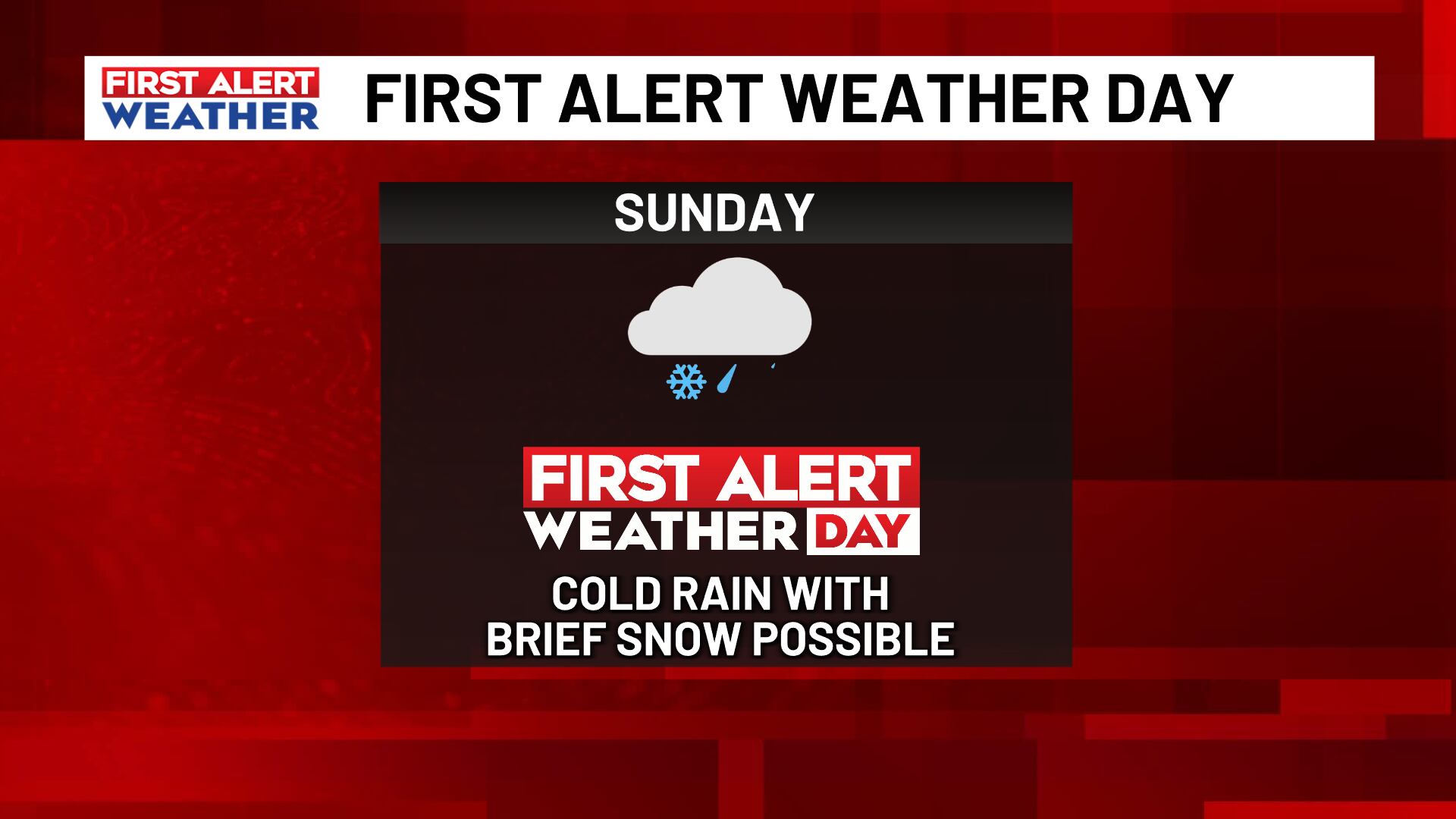 First alert weather day for Sunday’s rain and brief snow chance
