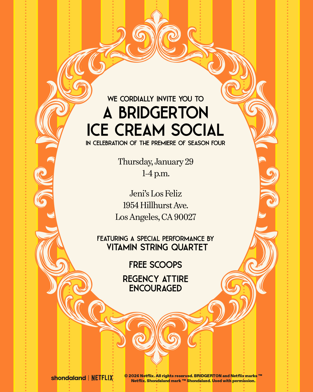 Jeni's x Bridgerton ice cream social, LA