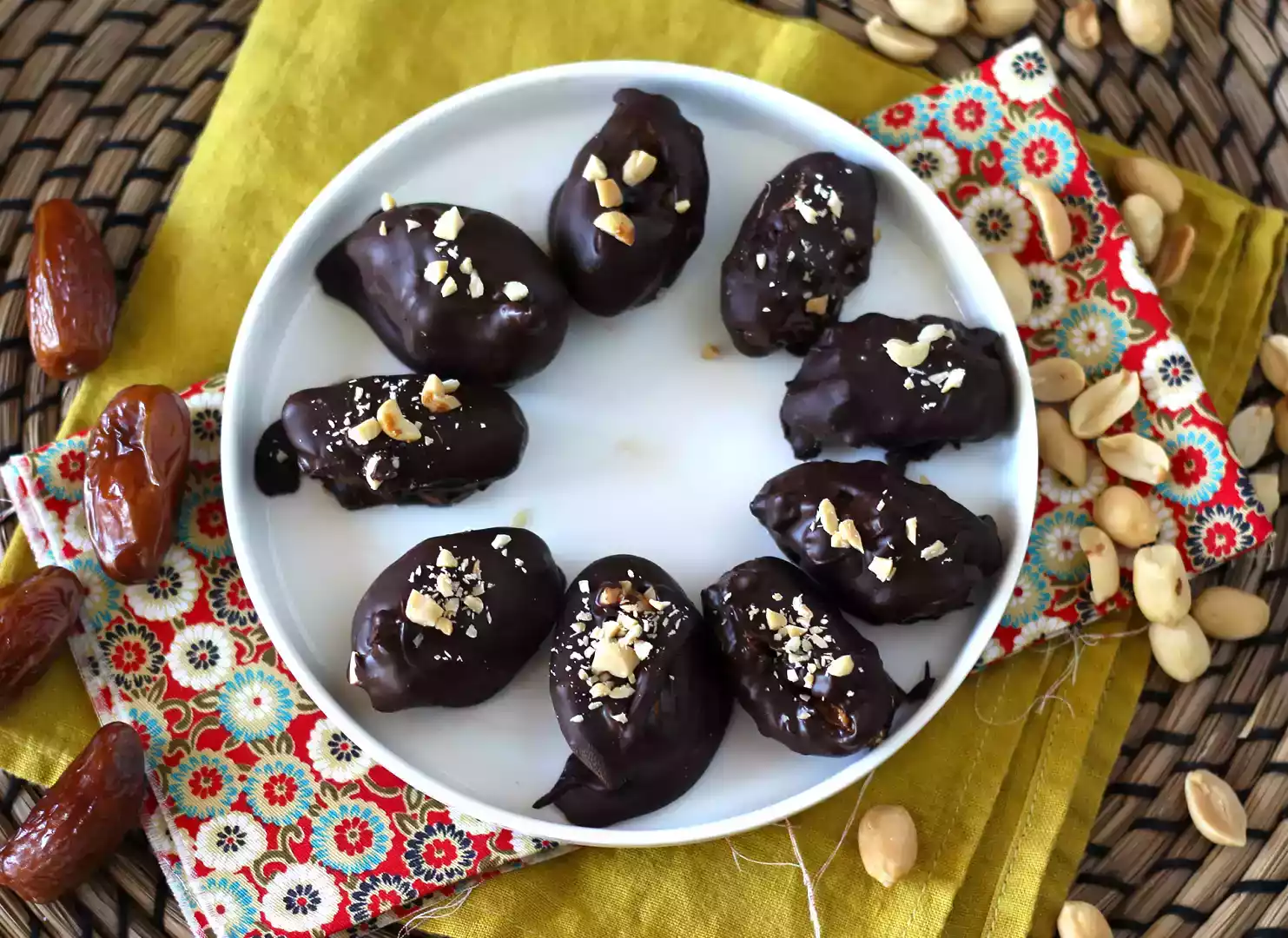 Homemade healthy Snickers bars with dates