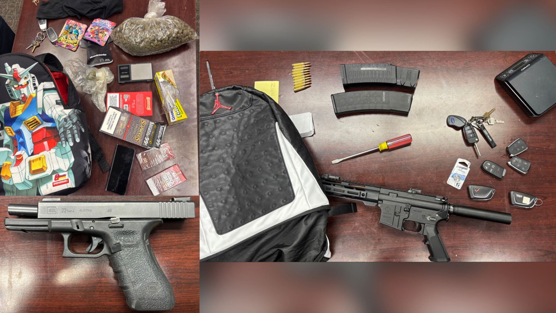 Teens arrested after allegedly being found with rifle, handgun, drugs ...