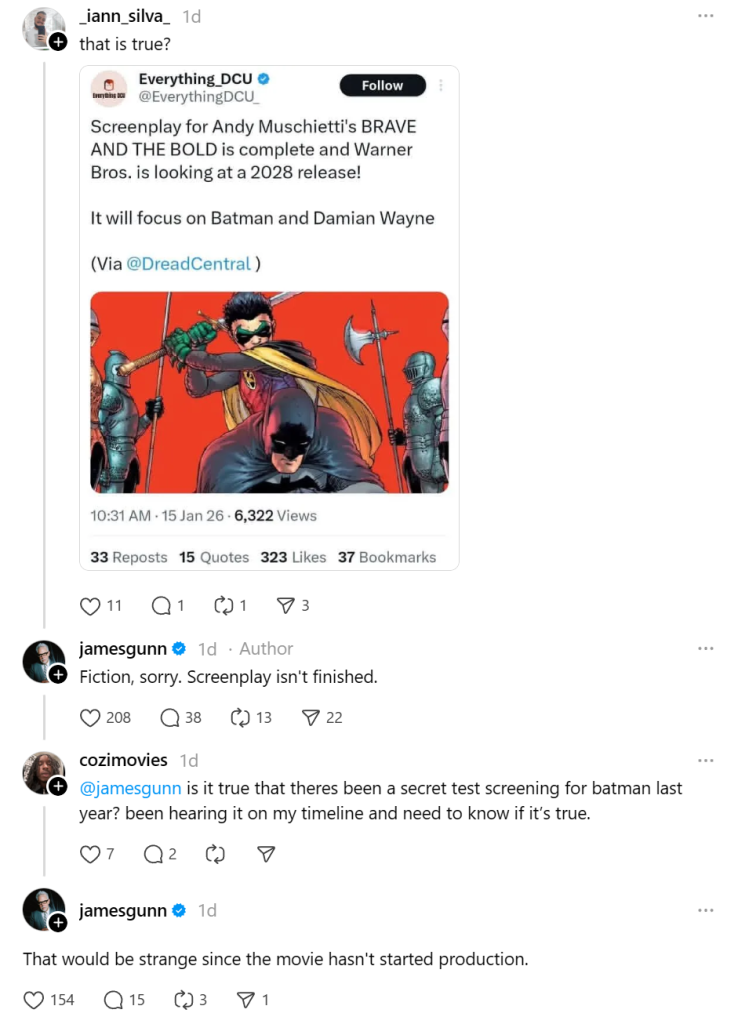 The Flash & Batman DCU rumors get hilarious response from James Gunn