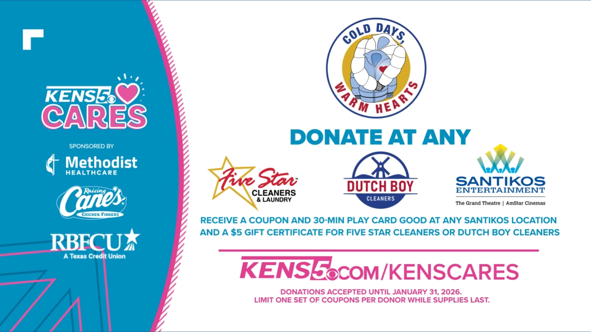 Cold days warm hearts: KENS 5 gathering coats for those in need this winter