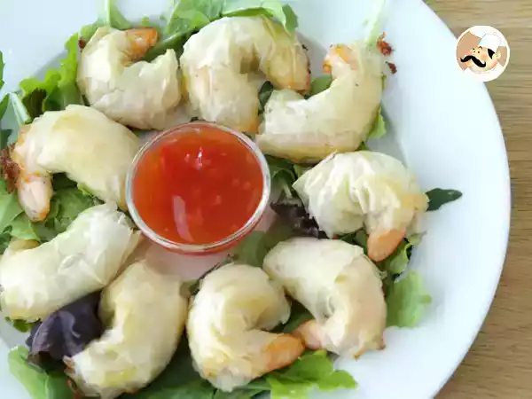 Gambas crujientes en masa filo
