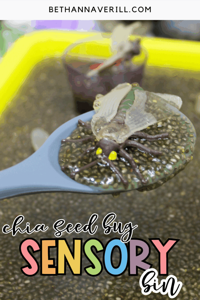 Chia seed bug sensory bin