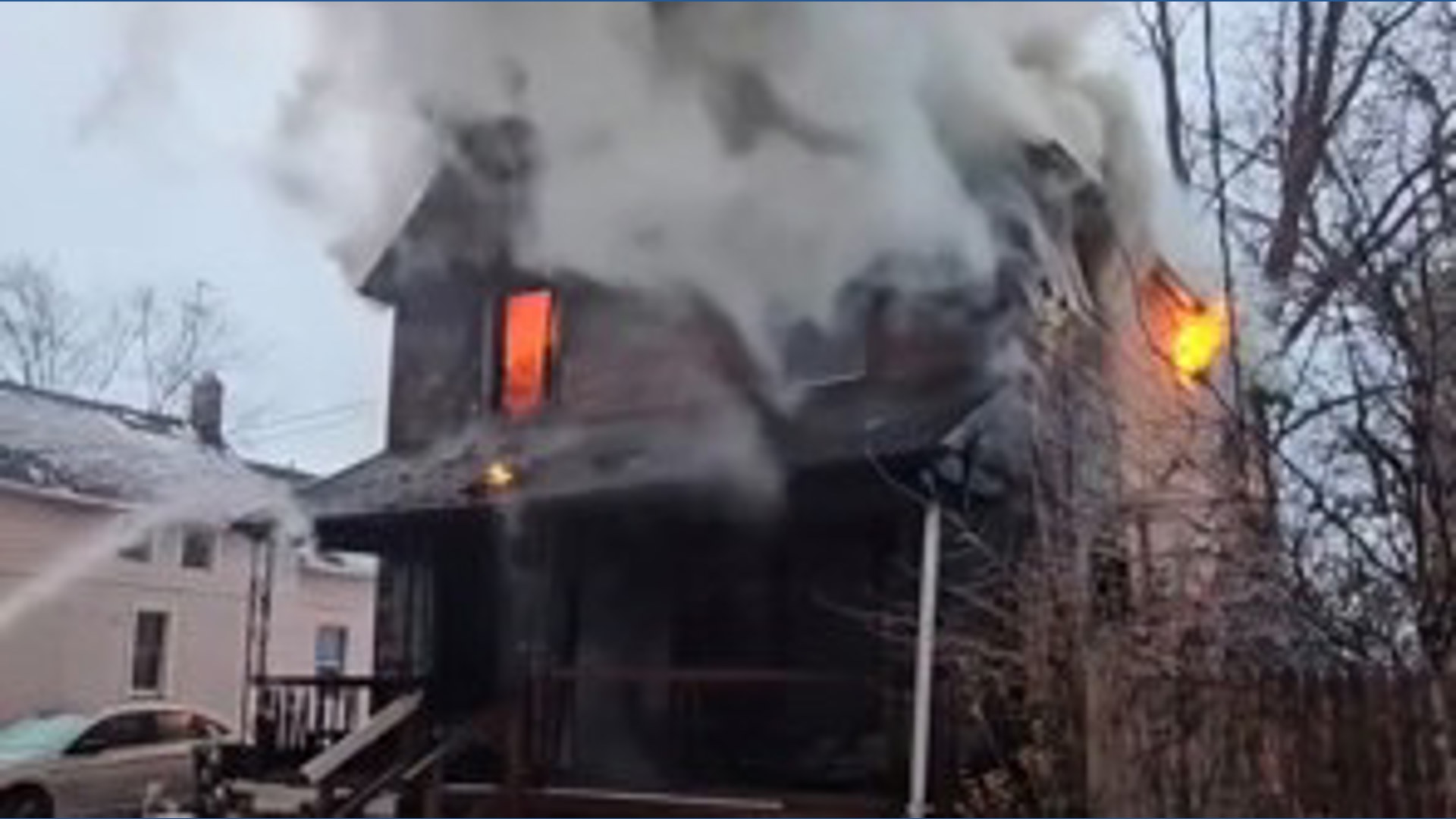 Crews battle house fire in Cleveland's Stockyards neighborhood