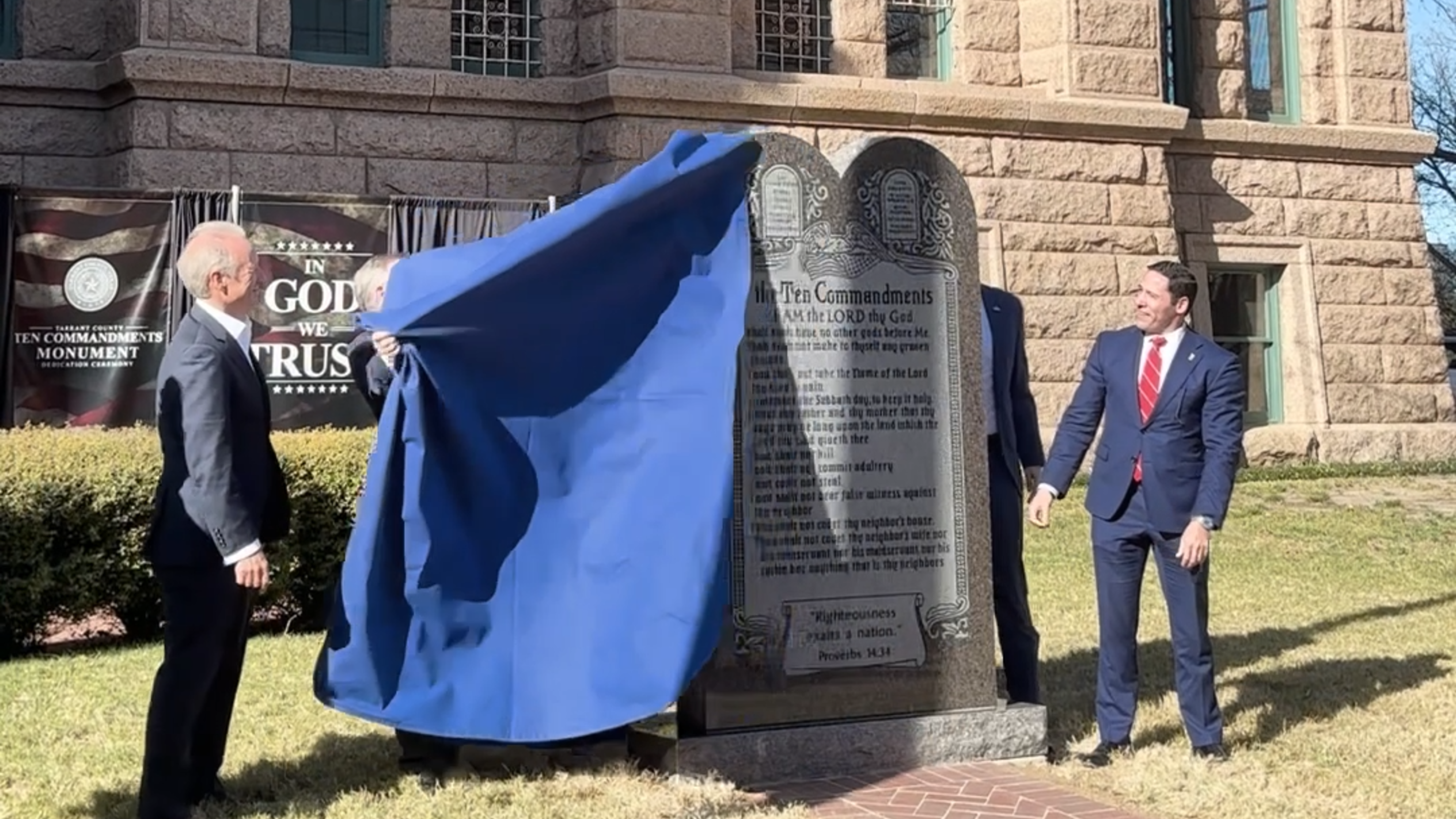 'Not a political move': Ten Commandments monument unveiled at Tarrant ...