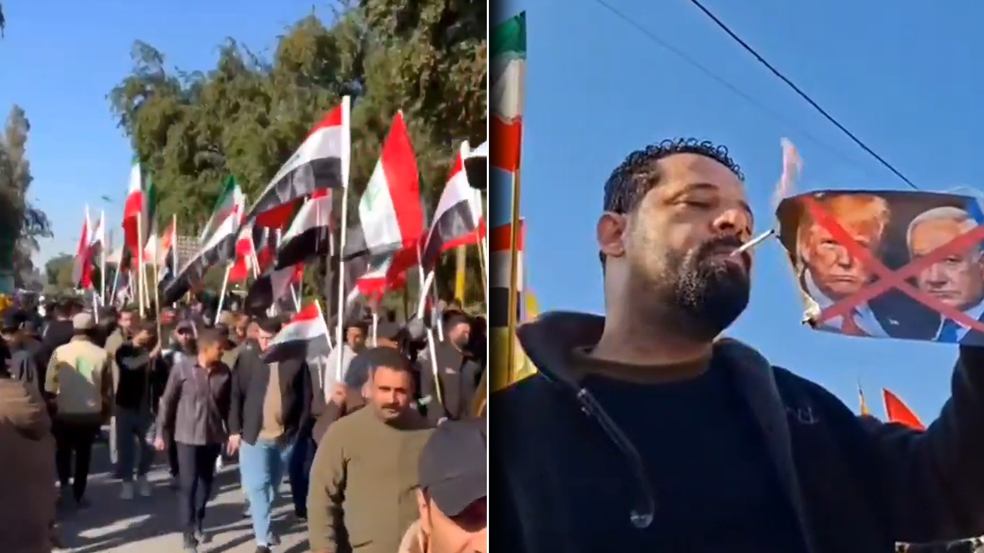 Muslim nation rises up for Iran | Iraqi protesters burn Trump’s posters ...