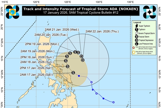 'Ada' nears severe tropical storm strength off Sorsogon