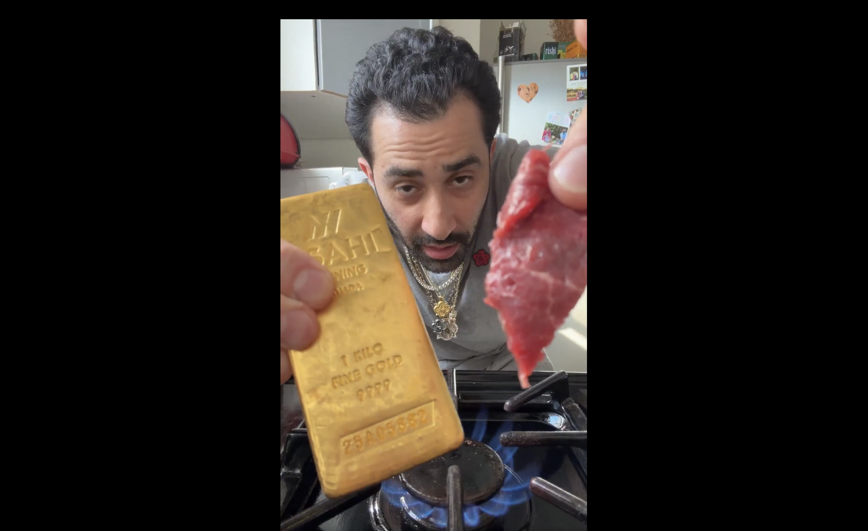 Man cooks steak on solid gold to see if it is better