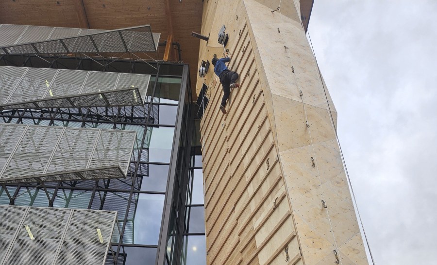 Millcreek unveils new dry tooling climbing wall, tallest in the US