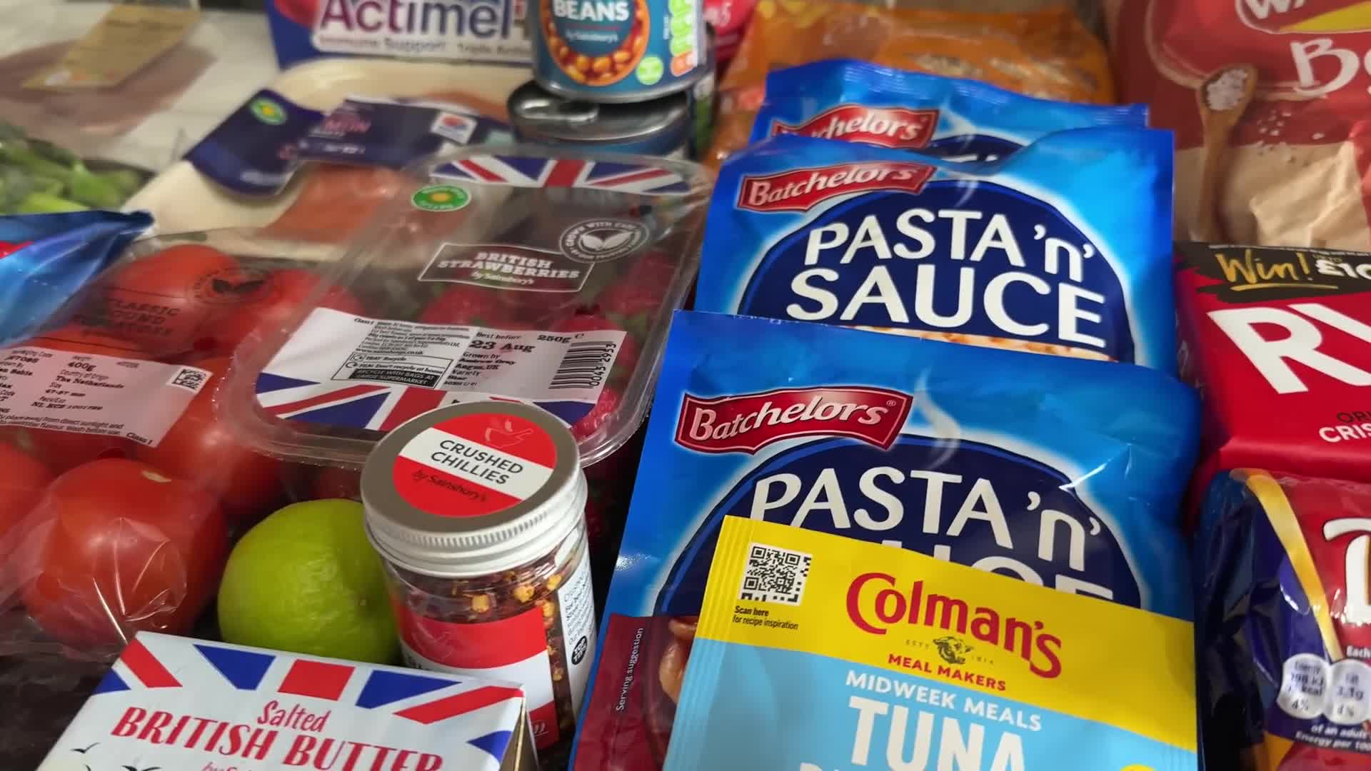 UK weekly family grocery haul in Sainsbury's Scotland