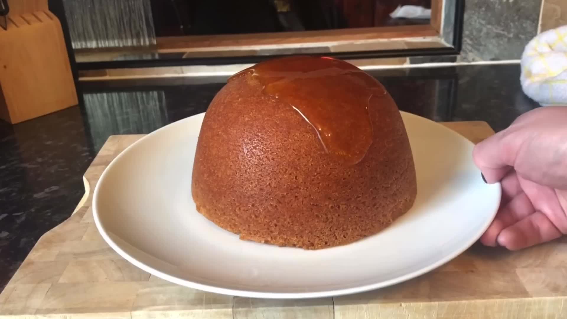 Retro recipe of syrup steamed sponge pudding