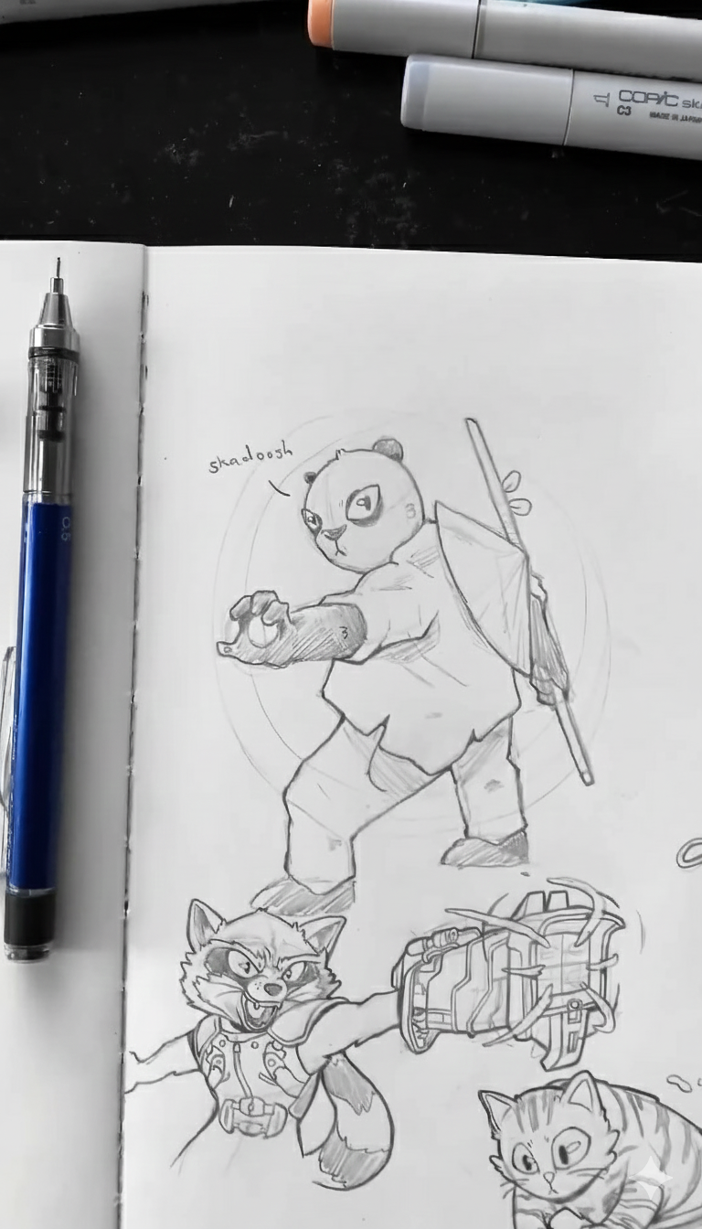 How to create a cute panda sketch?