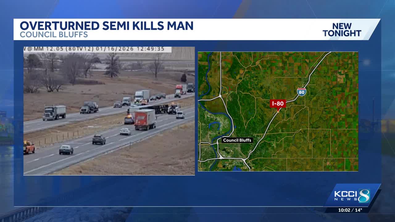 Iowa semi-truck driver dies after wind causes vehicle to tip over
