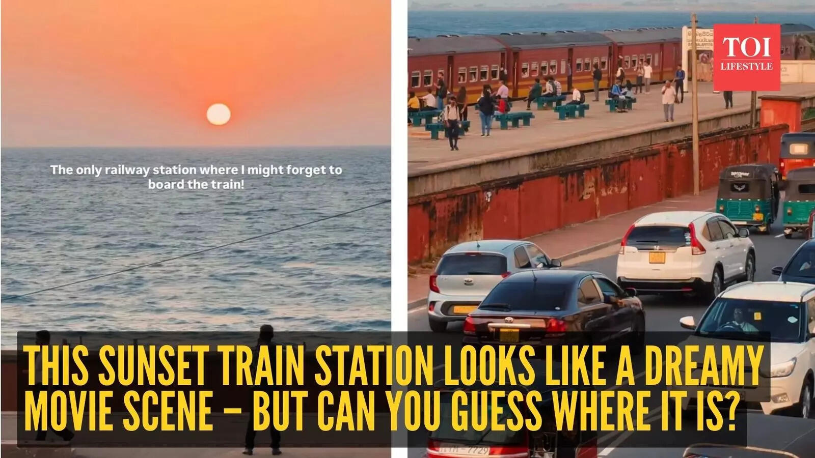 Watch: This sunset train station looks like a dreamy movie scene – but can you guess where it is?
