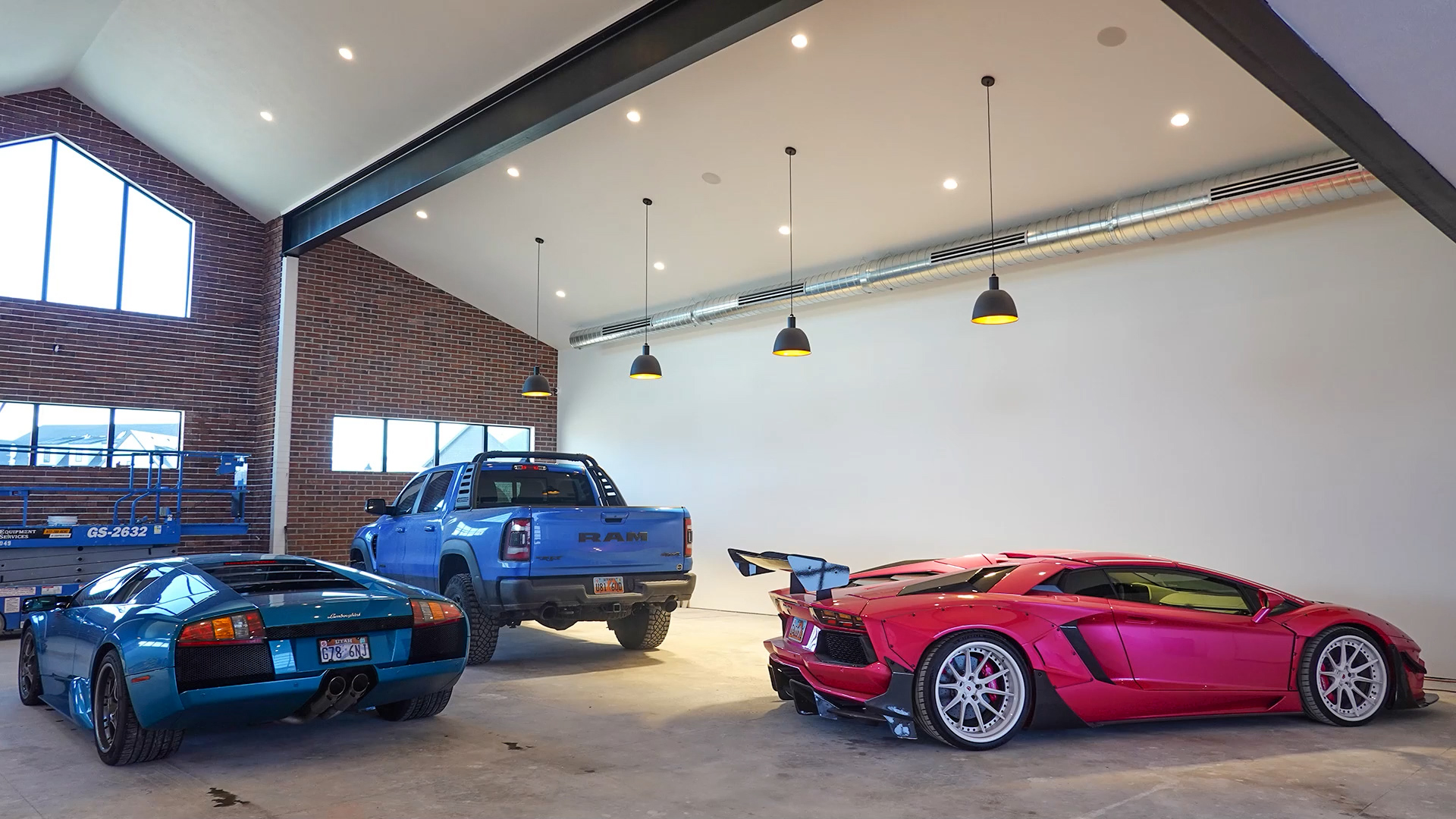 Rare Lamborghini garage with manual icons