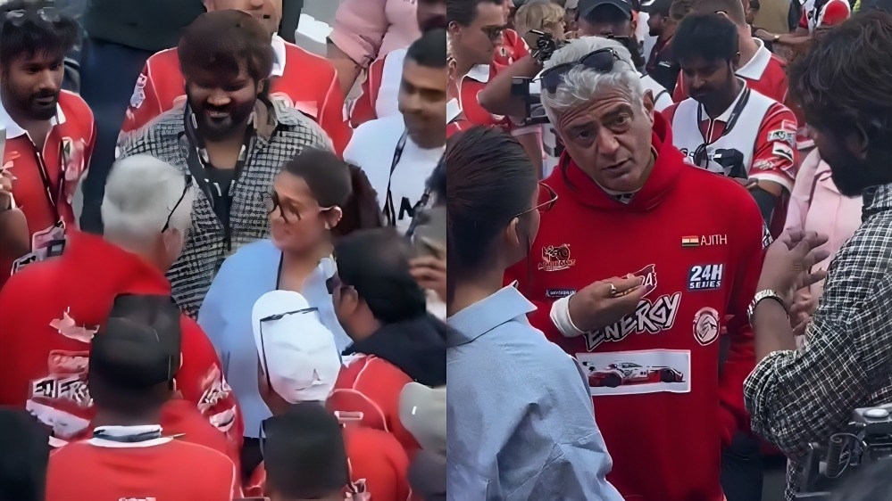 Ajith Kumar chats with Nayanthara, Vignesh Shivan at Dubai 24H Series ...