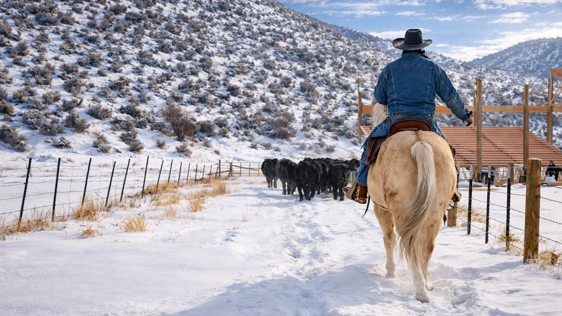 Moving cows across snowy roads