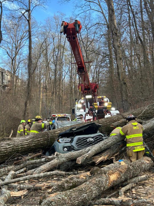 Driver escapes unharmed after tree falls on truck in West Knox County