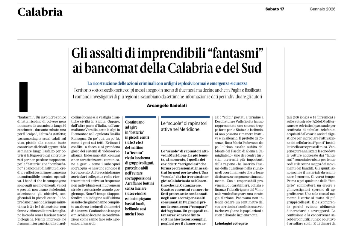Rassegna stampa 17-01-2026 edizioni Calabria